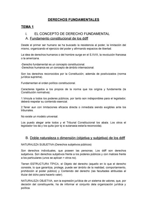 Derechos Fundamentales Temas 1 2y3 DERECHOS FUNDAMENTALES TEMA 1 I