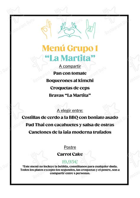 Carta De La Martita Café Restaurante Barcelona