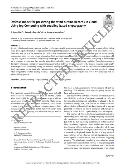 Defense Model For Preserving The Wind Turbine Records In Cloud Using Fog Computing With Coupling
