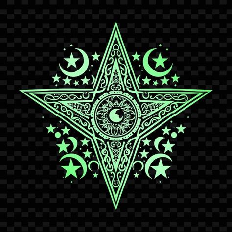 Premium Psd Mystical Pentacle Folk Art With Star Pattern And Moon