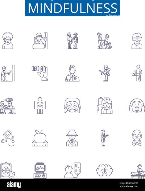 Mindfulness Line Icons Signs Set Design Collection Of Awareness Concentration Acceptance