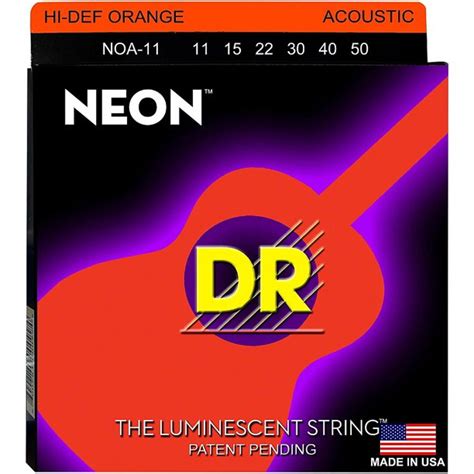 Drs Noa 11 Dr Strings Cuerdas Hi Def Neon™ Orange Coated Acoustic