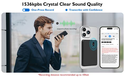 Ai Voice Recorder With Transcription And Summarization 1536kbps Recording Device With