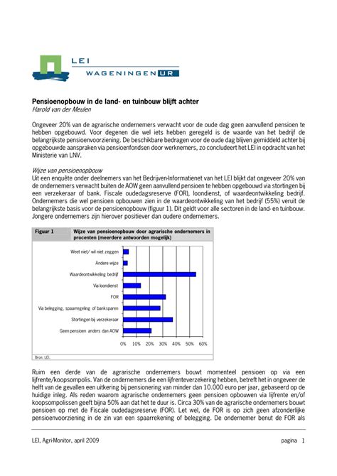 Pdf Pensioenopbouw In De Land En Tuinbouw Blijft Achter