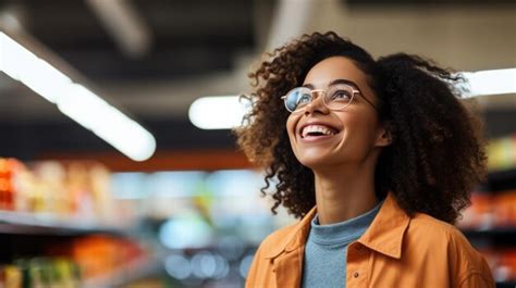 Premium Ai Image Young Girl Smiles While Picking Out Groceries At The