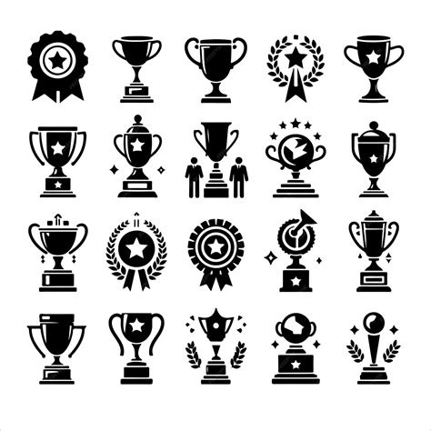 Premium Vector Trophy Icon Set Vector Award Cups Vector Set Trophy