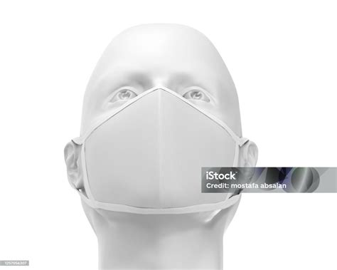 흰색 얼굴 마스크 모형 흰색 마네킹 3d 렌더링 위에 빈 먼지 마스크 흰색 배경에 격리 3차원 형태에 대한 스톡 사진 및 기타