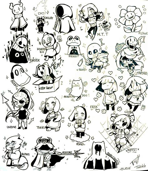 Chibi Undertale Characters Linework By Twinklii On Deviantart