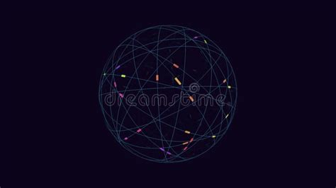 Symmetrical Interconnected Network Of Lines And Dots In Circular Arrangement Stock Video Video