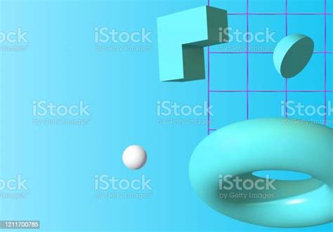3d 벡터 모양 또는 추상적 인 디자인 요소는 트렌디 한 다채로운 초현실적 인 배경에 떨어지는 3차원 형태에 대한 스톡 벡터