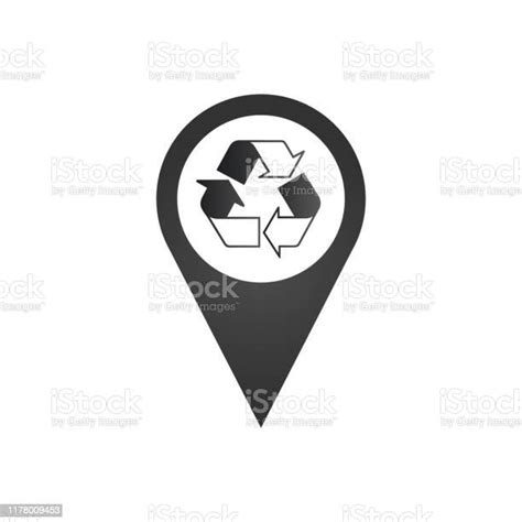 回收地圖引腳內的符號位置指標 概念圖示在白色背景上隔離的庫存向量插圖向量圖形及更多位置描述圖片 位置描述 商標 圓形 Istock