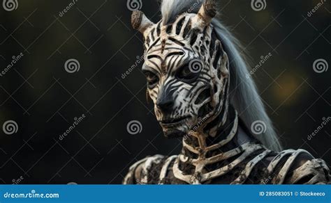 Elongated Zebra Human Hybrid A Withered Decaying Imp Creature Stock