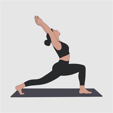Woman Practicing Yoga Warrior Ii Pose On A Mat 55137358 Vector Art At