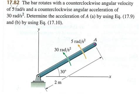 solved 17 82 the bar rotates with a counterclockwise angular