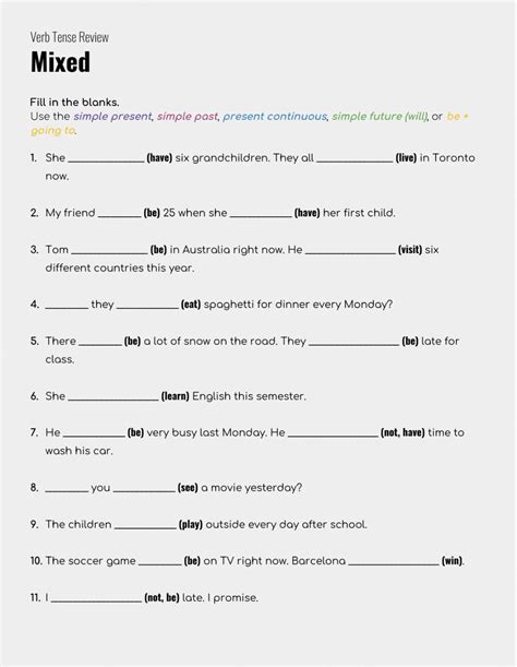 Free Esl Verb Tenses Worksheet Download Free Esl Verb Tenses Worksheet