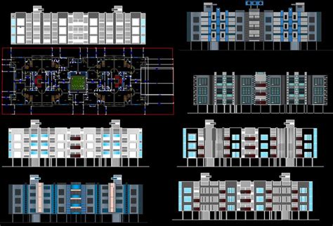 Elevation And Floor Plan DWG AutoCAD Drawing For Stilt Apartment House