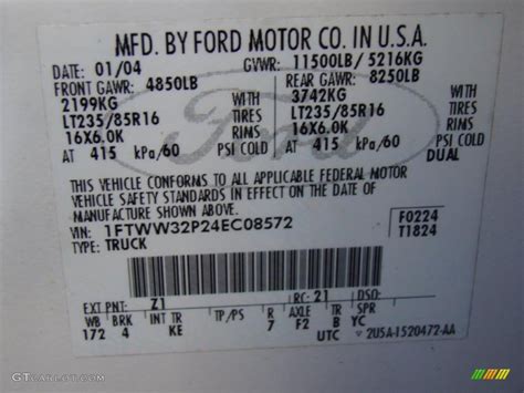 2004 Ford F350 Super Duty XL Crew Cab Dually Color Code Photos GTCarLot Com