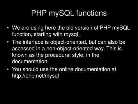 Ppt Lis651 Lecture 2 Mysql And Php Mysql Function Powerpoint
