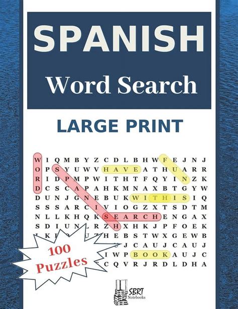 Large Print Spanish Word Search Have Fun With 100 Stress Relieving