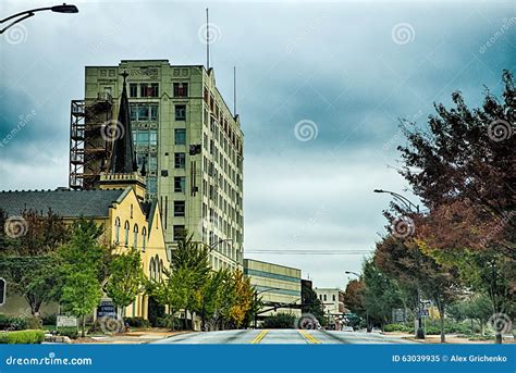 Spartanburg South Carolina City Skyline And Downtown Surrounding Stock