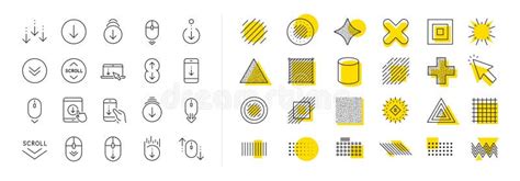 scroll down line icons scrolling mouse landing page swipe signs