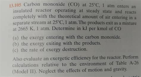 13105 Carbon Monoxide Co At 25°c 1 Atm Enters An