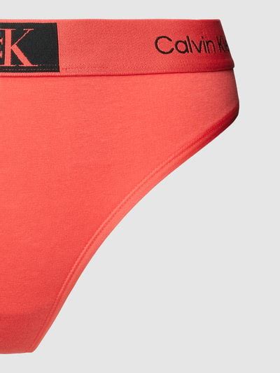 Calvin Klein Underwear String Met Elastische Band Met Logo In Koraal