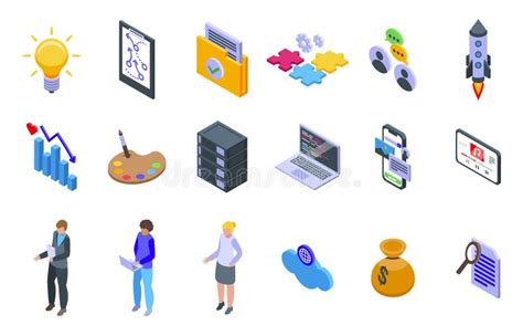 Product Development Icons Set Isometric Vector Benefit Plan Stock