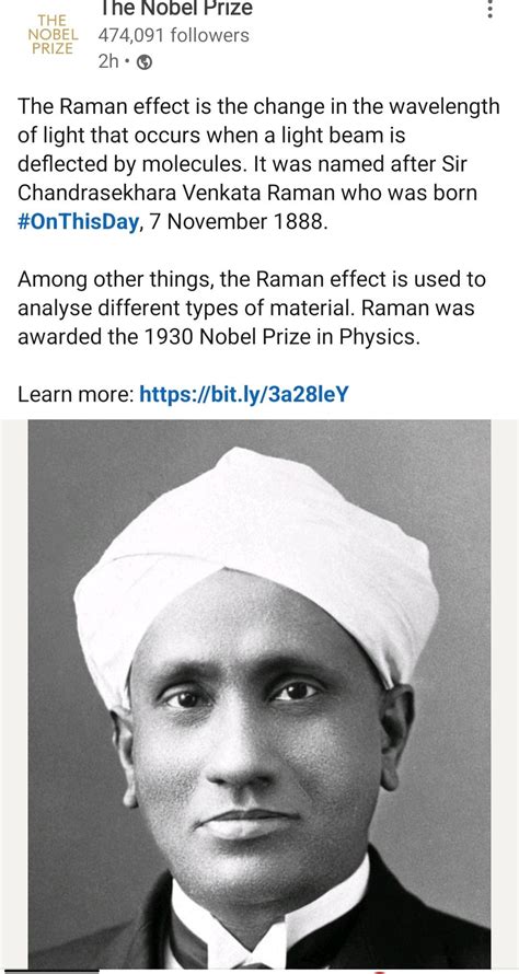 Aditya Narayan Sahoo On Linkedin Cv Raman Sirthe Nobel Prize