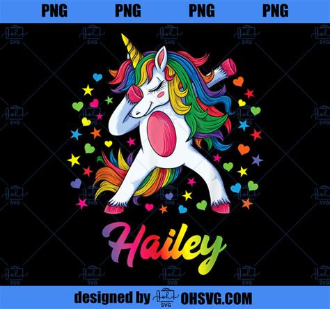 Hailey Dabbing Unicorn Rainbow Personalized Name Custom Png Magic Uni