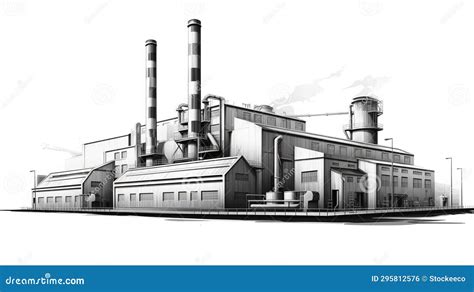 Industrial Factory Sketch Realistic Hyper Detailed Rendering Royalty