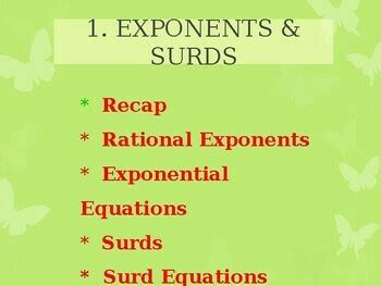 G Maths Exponents Surds Equations Inequalities And Patterns In PowerPoint