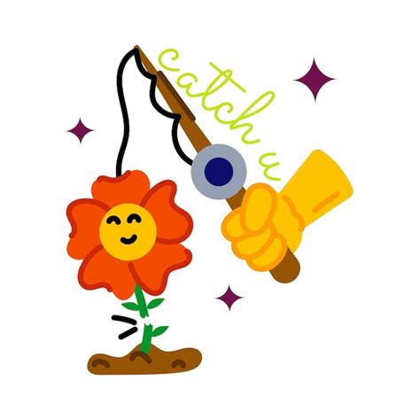 Premium Vector Customizable Flat Sticker Depicting Plucking Flower