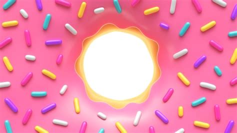 Rosquinha Vitrificada Rosa Com Granulado Colorido E Lugar Para O Seu