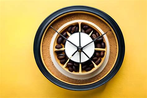 Premium Ai Image A Clock With A Circle Of Coffee Beans On It