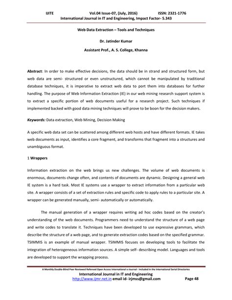 Pdf Web Data Extraction Tools And Techniques