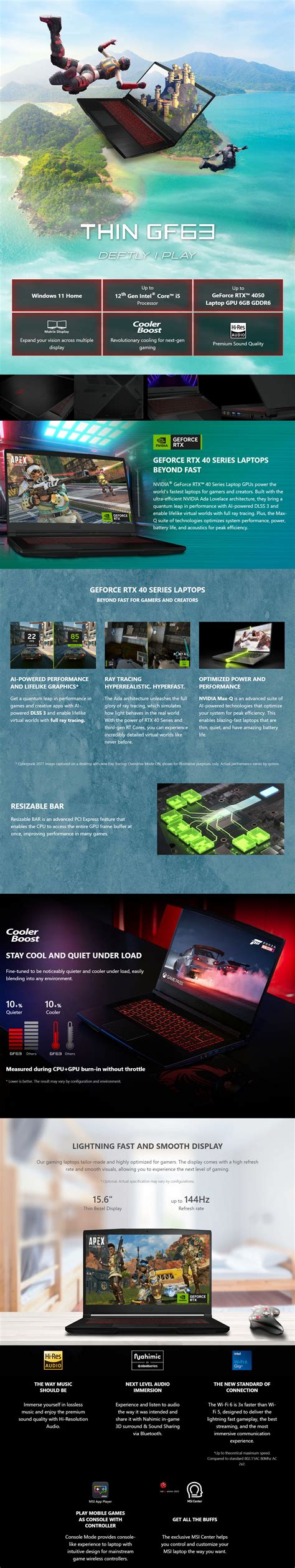 MSI Thin GF In FHD Hz I H RTX GB SSD GB RAM W H Gaming Laptop Thin
