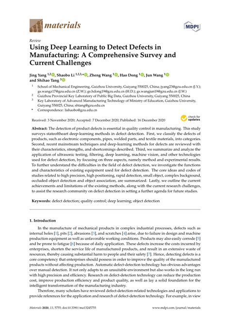 Pdf Using Deep Learning To Detect Defects In Manufacturing A