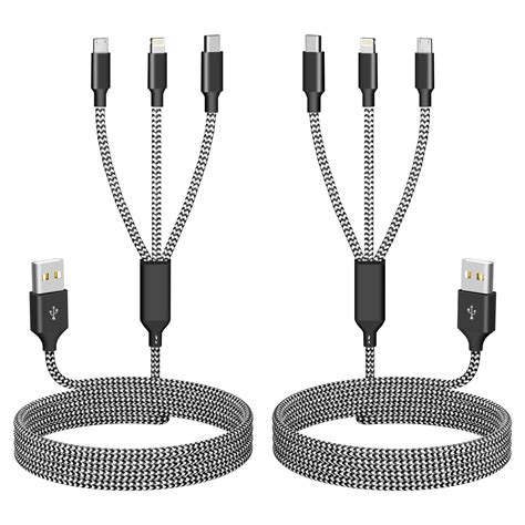 Firsting Multi Charging Cable 2pack 4ft 3 In 1 Charging Cable Nylon