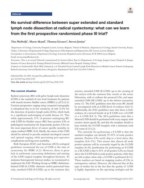 Pdf No Survival Difference Between Super Extended And Standard Lymph