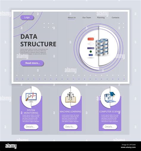 Data Structure Flat Landing Page Website Template System Monitoring