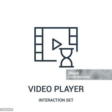 상호 작용 집합 컬렉션에서 비디오 플레이어 아이콘 벡터 얇은 라인 비디오 플레이어 개요 아이콘 벡터 일러스트 레이 션 디자인에