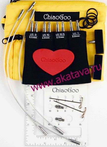 Набор укороченных металлических съемных спиц ChiaoGoo Twist 8см 5,5мм ...