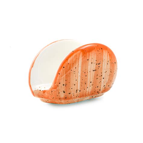 Porceletta Orange Color Glazed Porcelain Napkin Holder 12 Cm Jomla Ae
