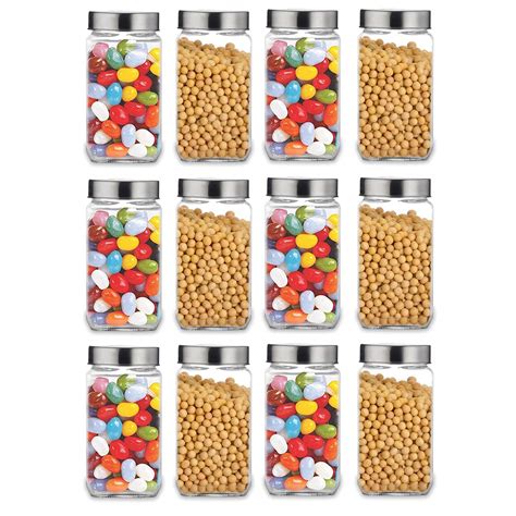 Croco Cubical Glass Jar Big Containers For Kitchen Storage Glass Dry