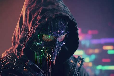 Premium Ai Image Cyber War Hacker In Abstract Hologram Futuristic