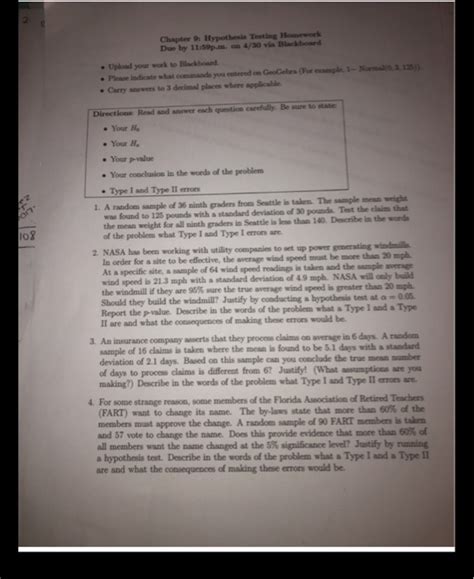 Solved Chapter Hypothesis Testing Homework Due By Chegg Com