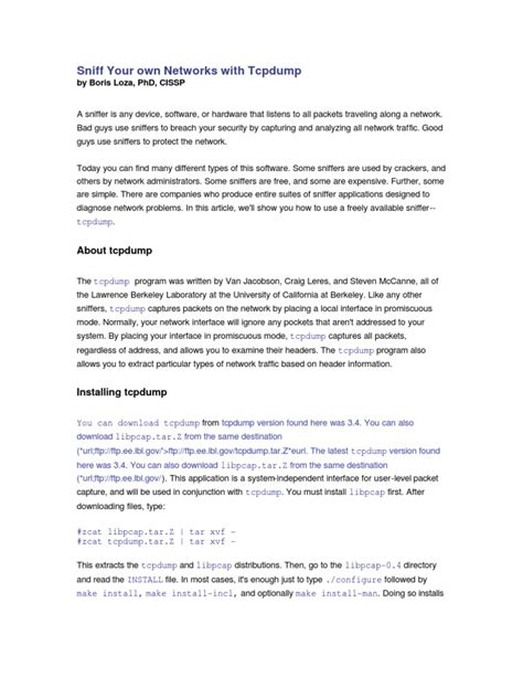 sniff your own networks with tcpdump pdf transmission control