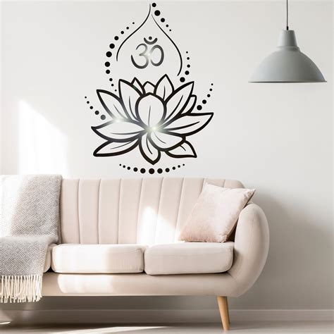 Lotus Flower Yoga Hinduism Hindu Om Meditation Symbol Wall Decal Stick