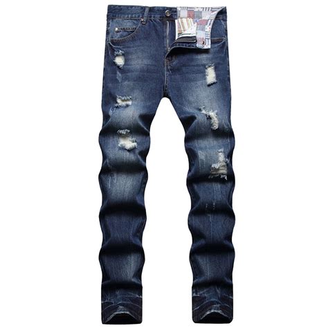 Penkiiy Mens Jeans Fashion Trend Mens Micro Elastic Slim Tie Elastic